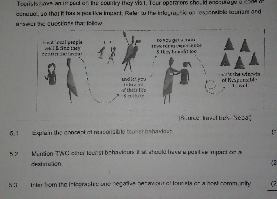 Solved: Tourists have an impact on the country they visit. Tour ...