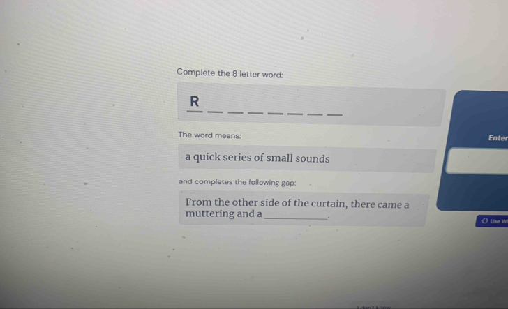 Solved: Complete the 8 letter word: R The word means: Enter a quick ...