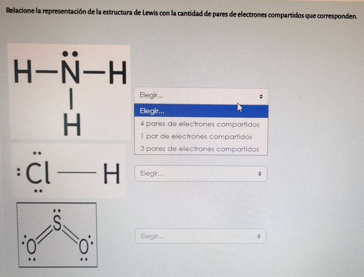 Resuelto:Relacione la representación de la estructura de Lewis con la ...