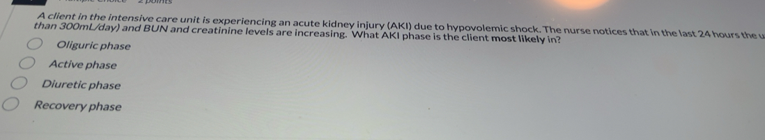 Solved: A client in the intensive care unit is experiencing an acute ...