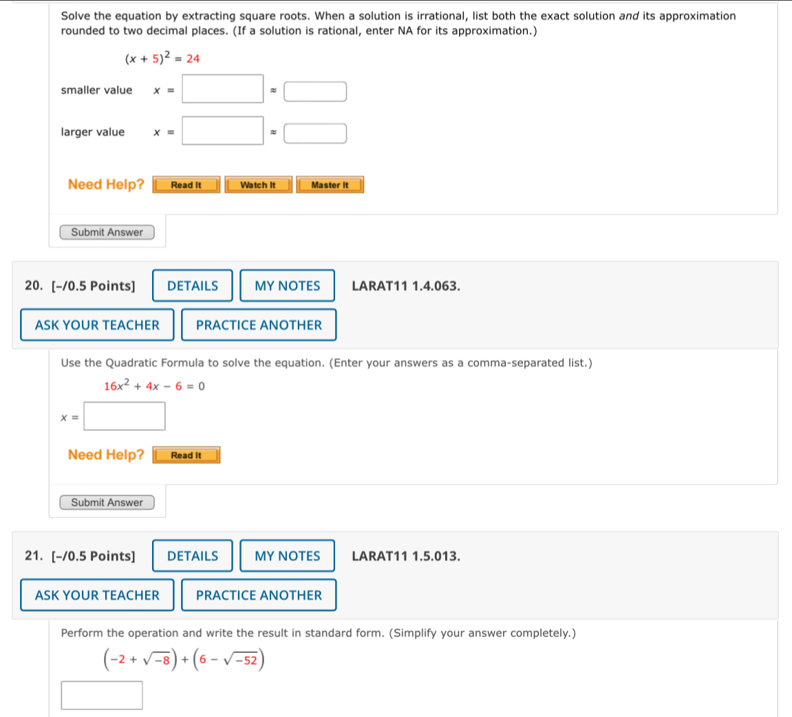 تم الحل:Solve the equation by extracting square roots. When a solution is irrational, list both th