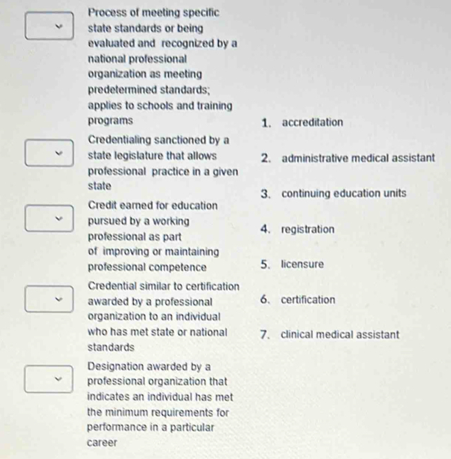 Solved: Process of meeting specific state standards or being evaluated ...