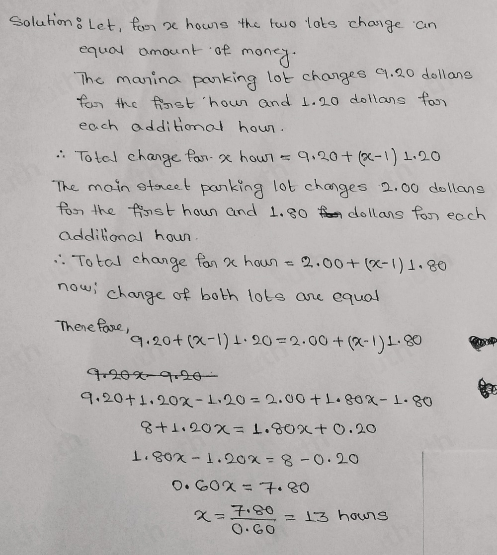 Solved: Day 2 The marina parking lot charges $9.20 for the first One ...