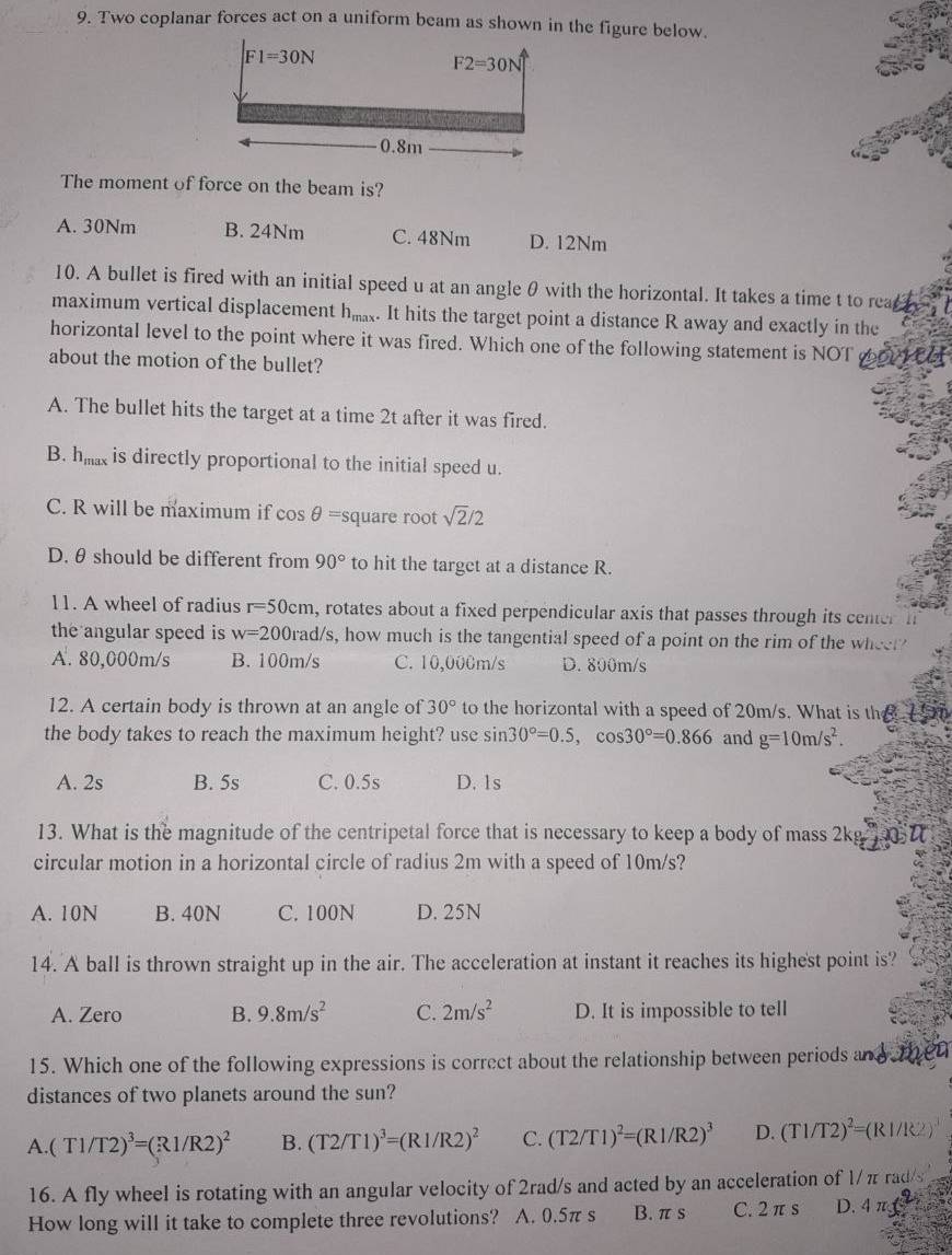 Gelöst:Two coplanar forces act on a uniform beam as shown in the figure ...
