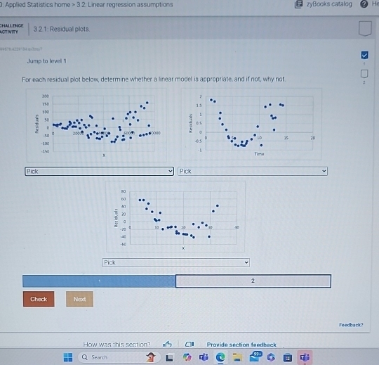 Solved: 0: Applied Statistics home >3.2 : Linear regression assumptions zyBooks catalog H ...