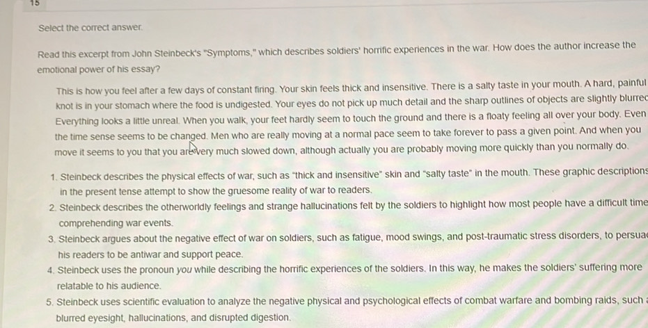 Solved: Select the correct answer. Read this excerpt from John ...