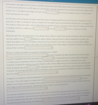Solved: Computer, use electrical circults to tranafer and process data ...