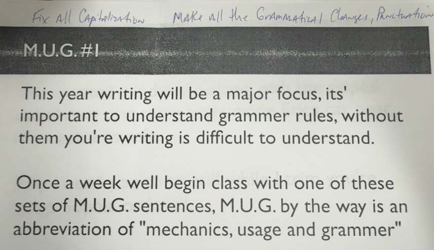 Solved: This year writing will be a major focus, its' important to ...