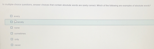 Solved: In multiple-choice questions, answer choices that contain ...