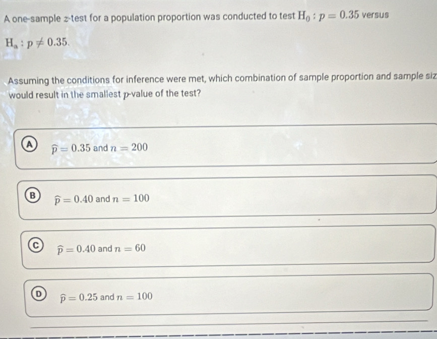 Solved: A one-sample z -test for a population proportion was conducted ...