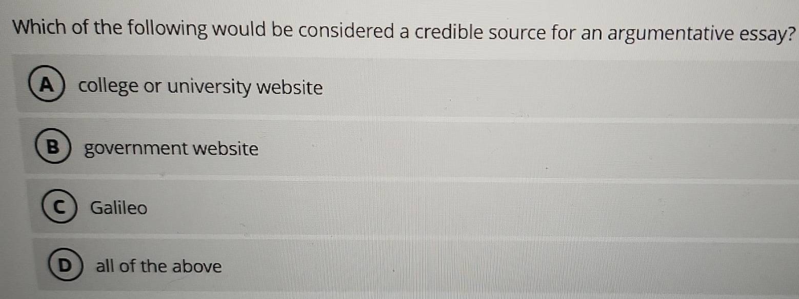 Solved: Which of the following would be considered a credible source ...