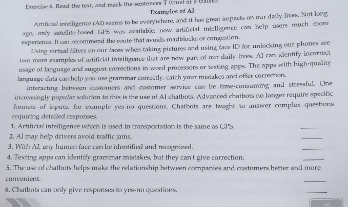 Giải quyết:Read the text, and mark the sentences T (true) or F (false ...