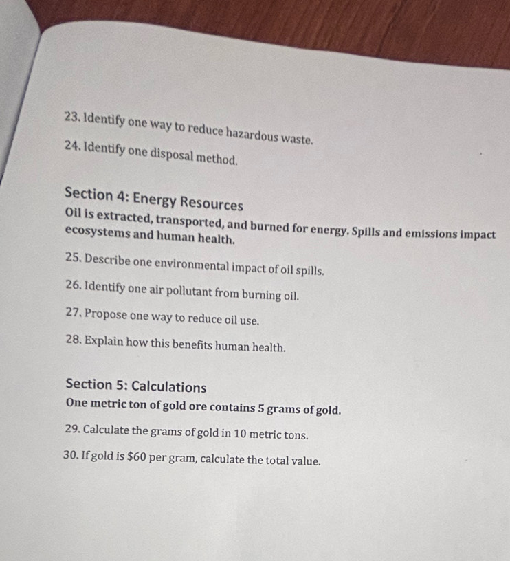 Solved: Identify one way to reduce hazardous waste. 24. Identify one ...
