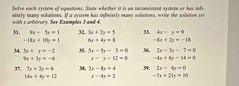 Solved: Solve each system of equations. State whether it is an ...