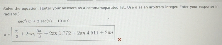 Solved: Solve the equation. (Enter your answers as a comma-separated ...