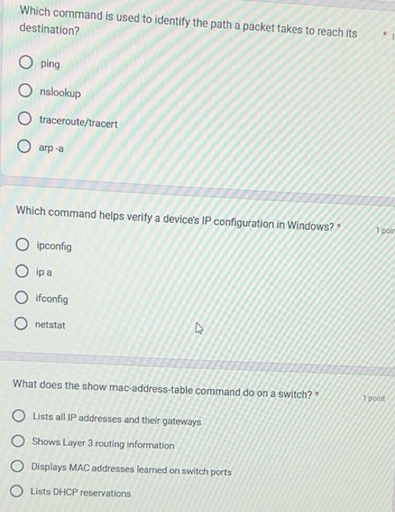 Solved: Which command is used to identify the path a packet takes to ...