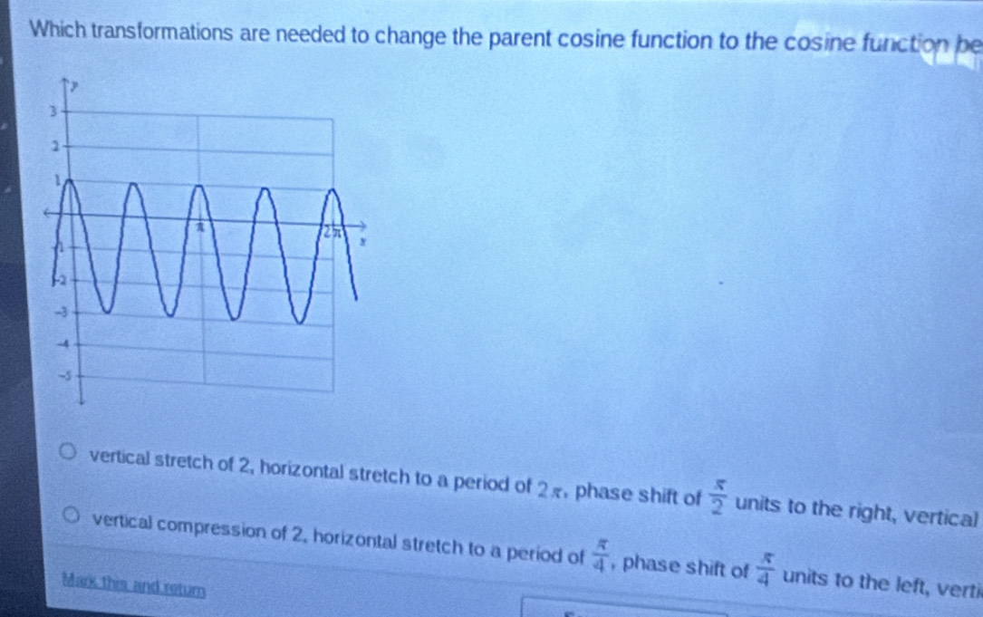 Solved: Which transformations are needed to change the parent cosine ...