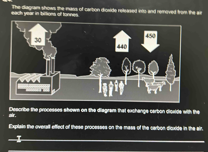 Solved: The diagram shows the mass of carbon dioxide released into and ...