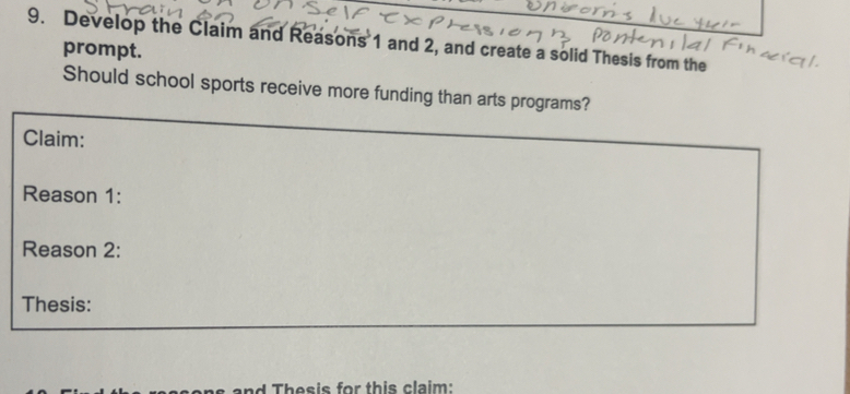 Solved: Develop the Claim and Reasons 1 and 2, and create a solid ...