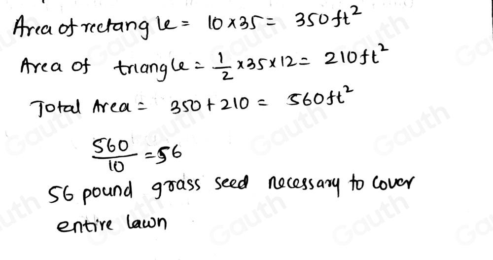 Solved: Cheryl is planting a five-sided lawn as shown in the figure ...