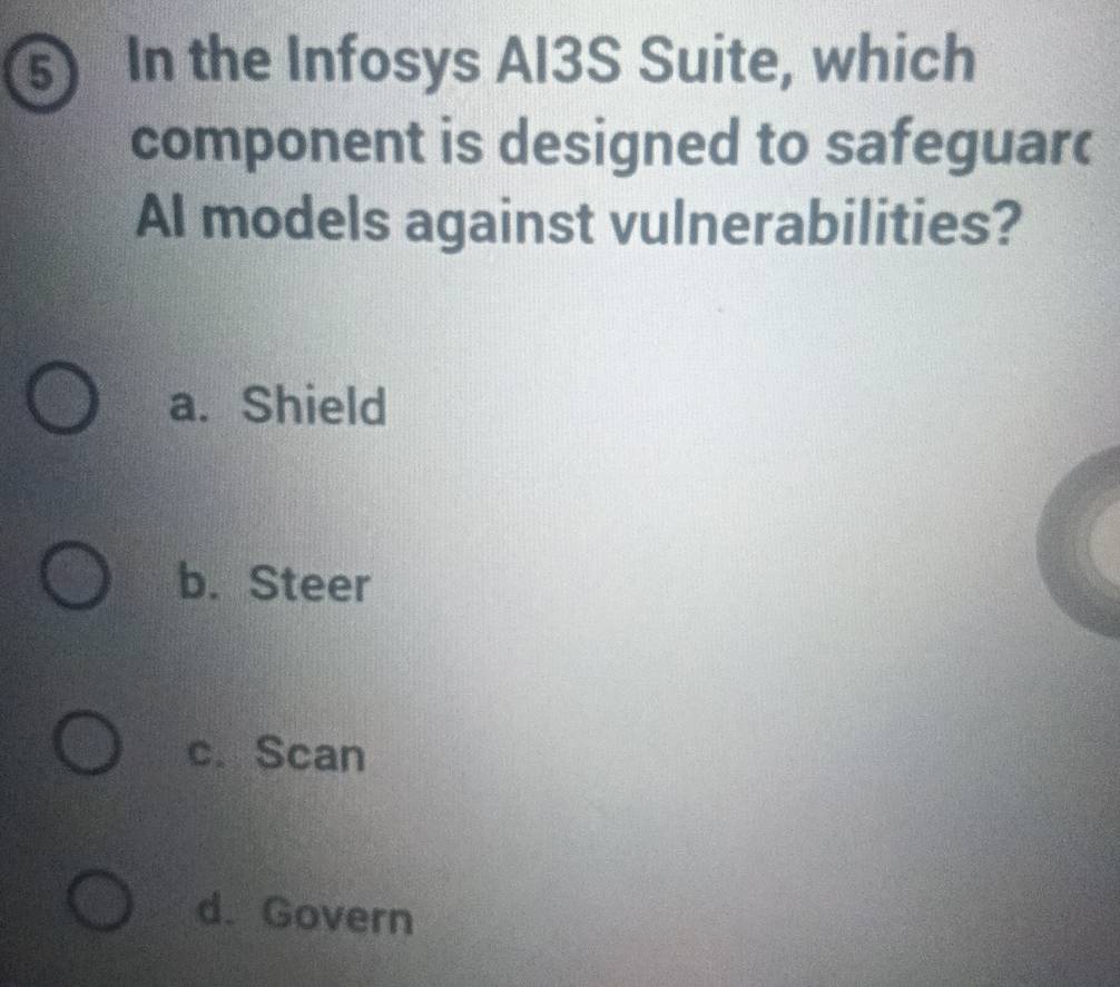 Solved: In the Infosys AI3S Suite, which component is designed to safeguarc Al models against ...