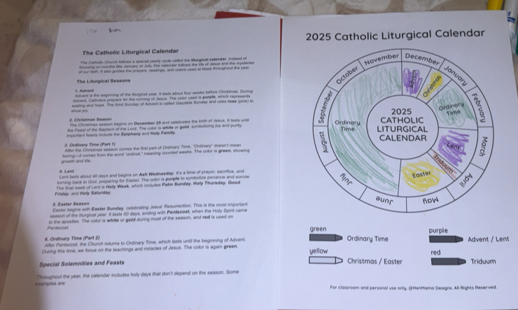 Solved: 2025 Catholic Liturgical Calendar The Catholic Liturgical ...