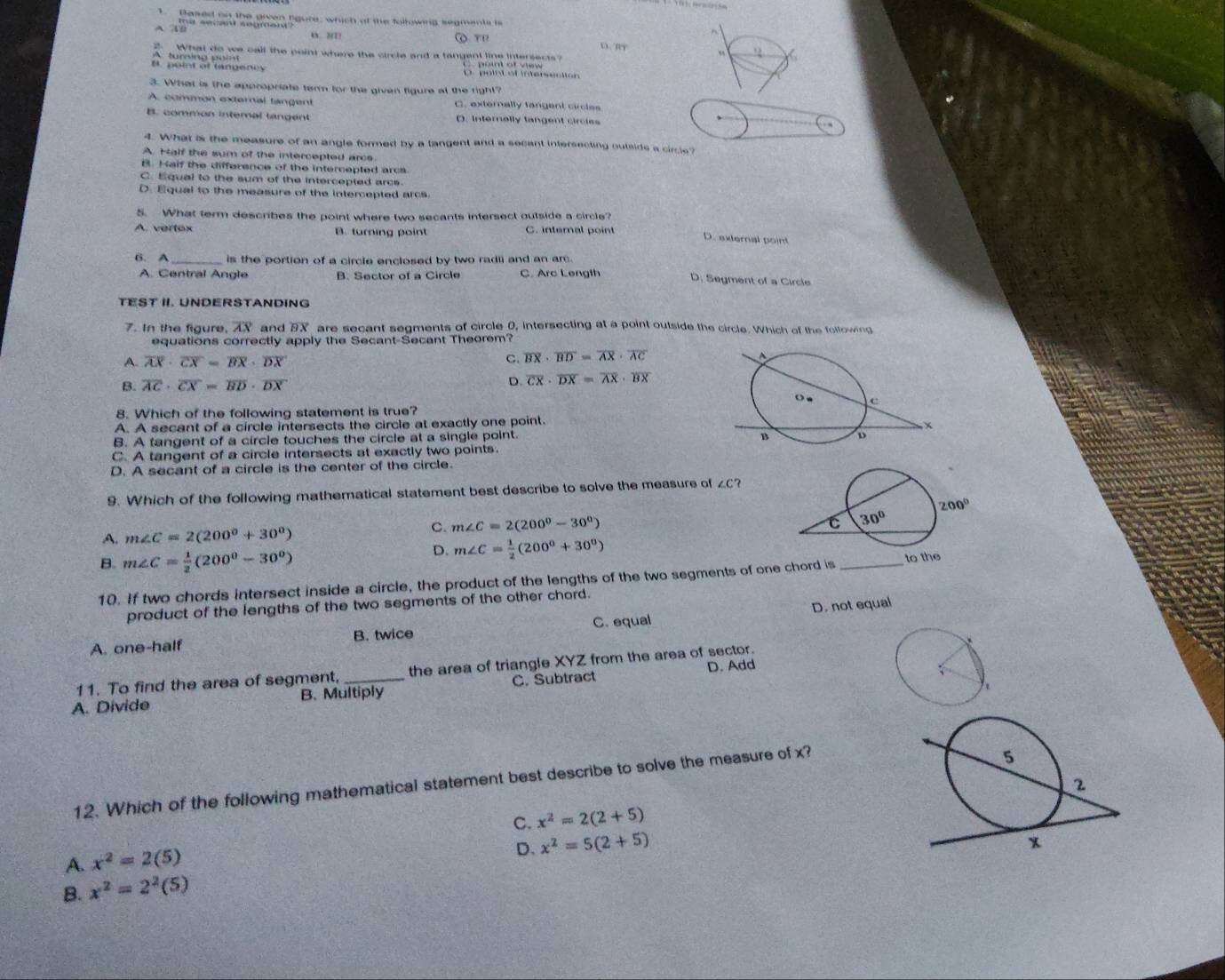 Solved: A 3B D m si tel doure call the point where the circle and a ...