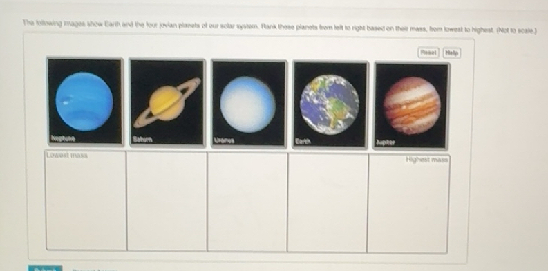Solved: The following images show Earth and the four jovian planets of ...