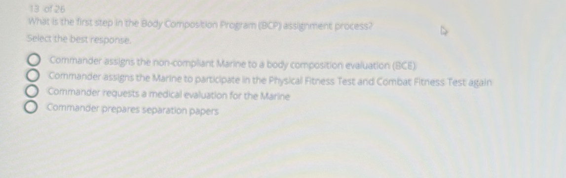 Solved: of 26 What is the first step in the Body Composition Program ...