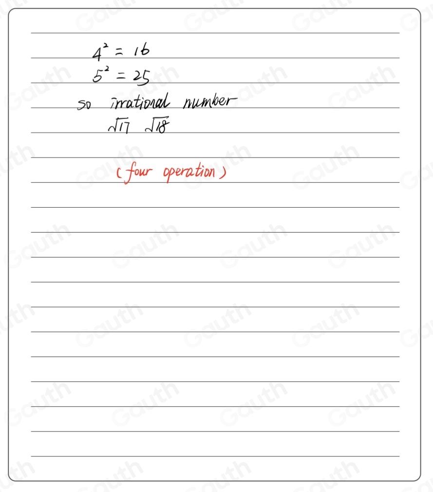 Solved: Find two irrational numbers between 4 and 5. [Math]