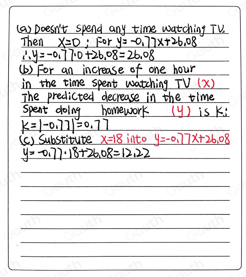 Solved: The scatter plot shows the time spent watching TV, x, and the ...