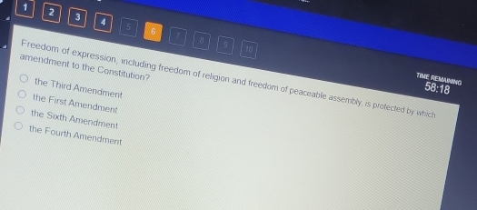 Solved: 1 2 3 4 5 6 7 8 9 10 amendment to the Constitution? Freedom of ...