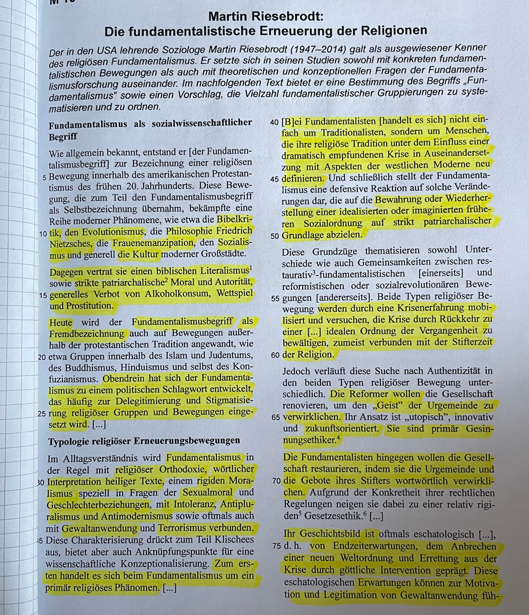 Gelöst:Martin Riesebrodt: Die fundamentalistische Erneuerung der ...