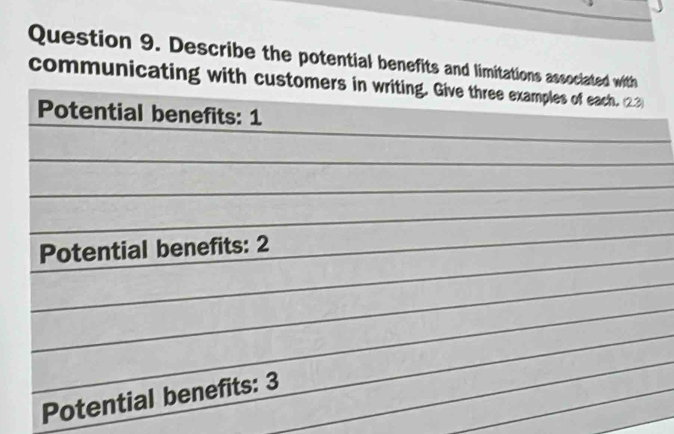 Solved: Describe the potential benefits and limitations associated with ...