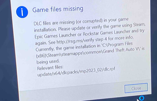Resolvido:Game files missing DLC files are missing (or corrupted) in your game installation. Pleas