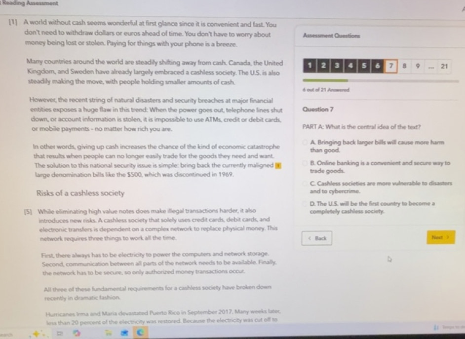 Solved: Reading Assessment [1] A world without cash seems wonderful at ...