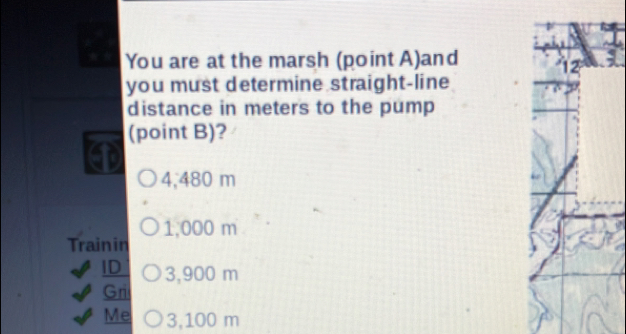 Solved: You are at the marsh (point A)and you must determine straight ...