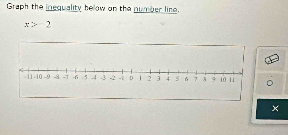 Solved: Graph the inequality below on the number line. x>-2 [Math]