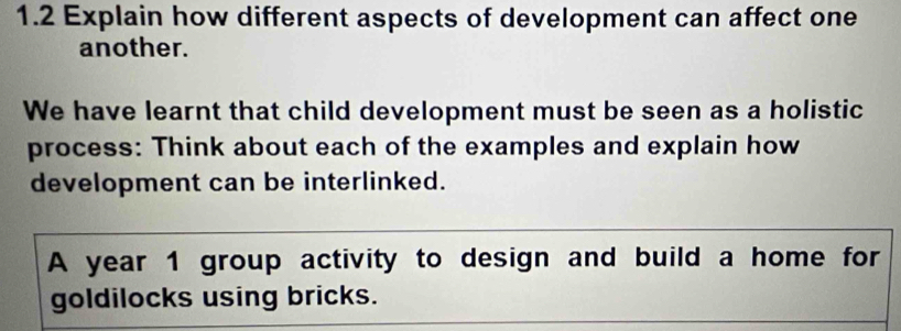 Solved: 1.2 Explain how different aspects of development can affect one ...