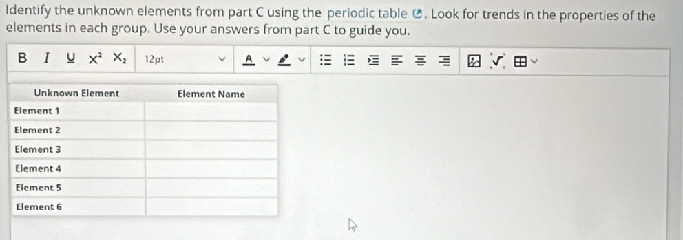 Solved: ldentify the unknown elements from part C using the periodic ...