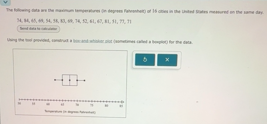 Solved: The following data are the maximum temperatures (in degrees ...