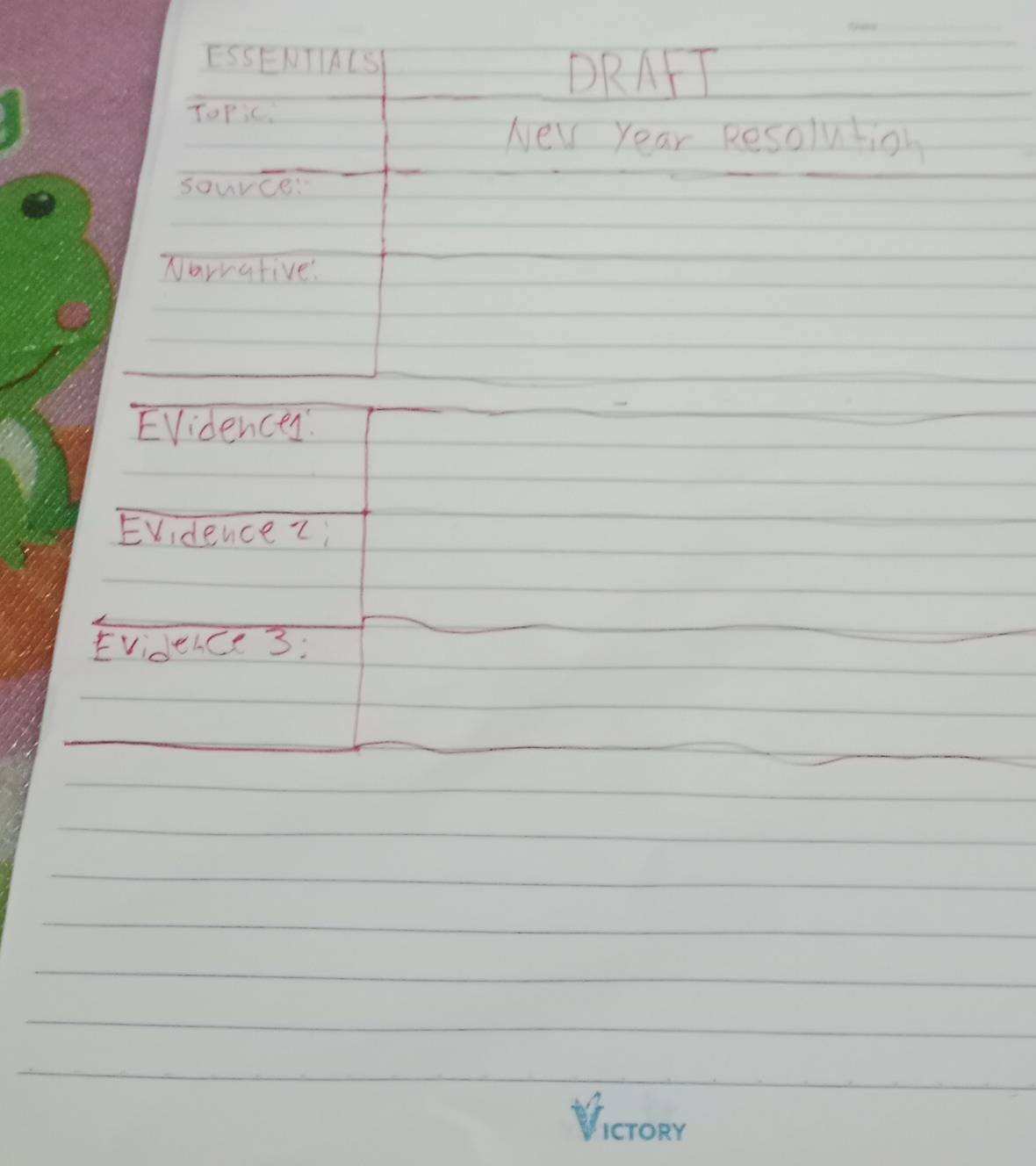 Solved: ESSENTIACS DRAFT ToPiC New year Resolution source? Narrative ...