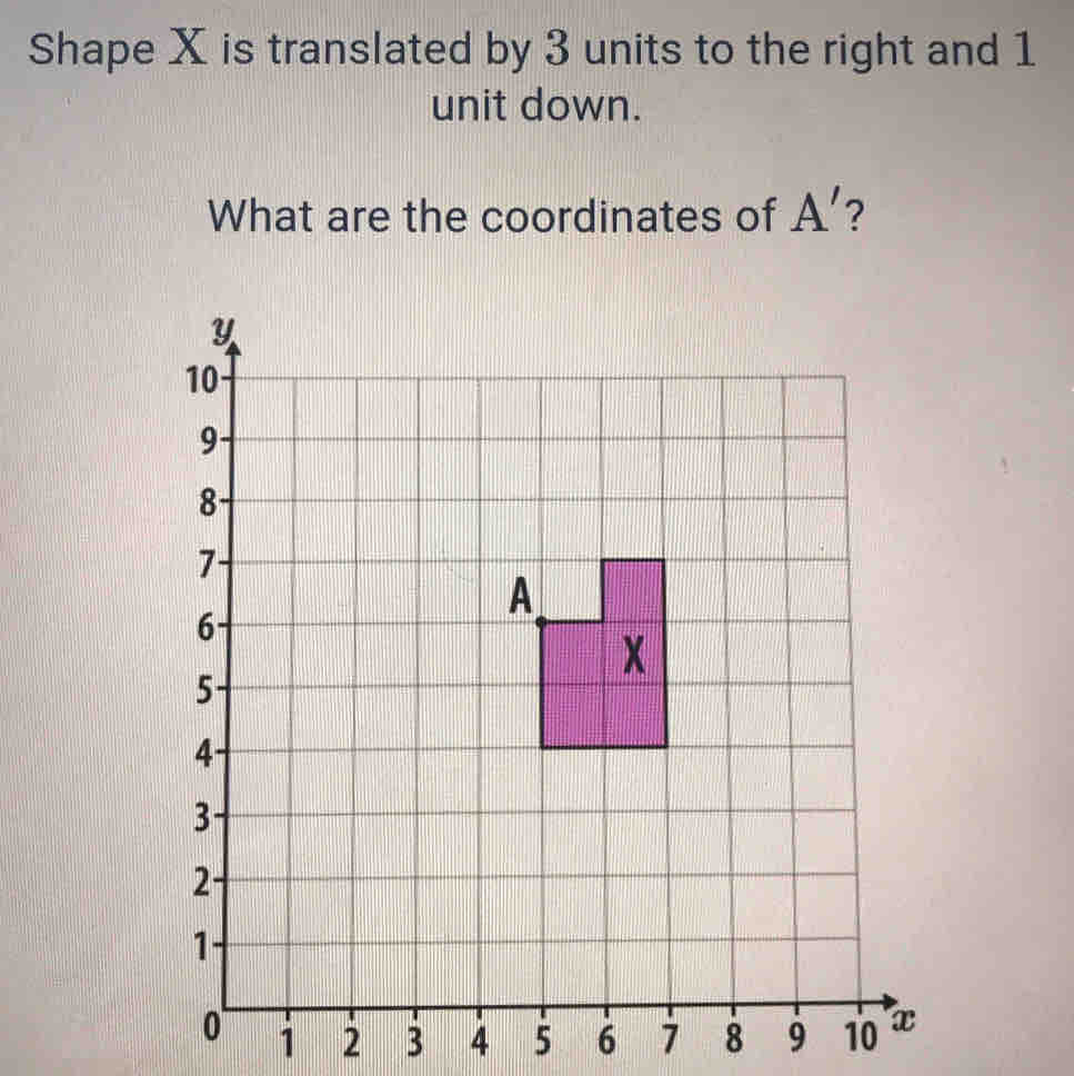 Solved: Shape X is translated by 3 units to the right and 1 unit down ...