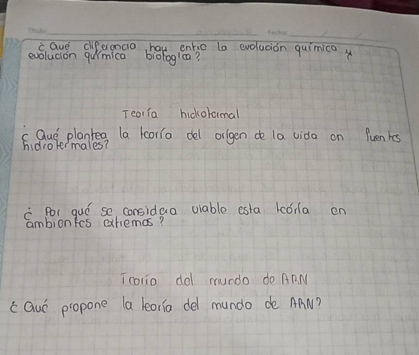 Resuelto:Gue difeencia hat entie la evolucion quimica x evolucion ...