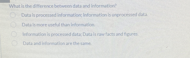 Solved: What is the difference between data and information? Data is ...