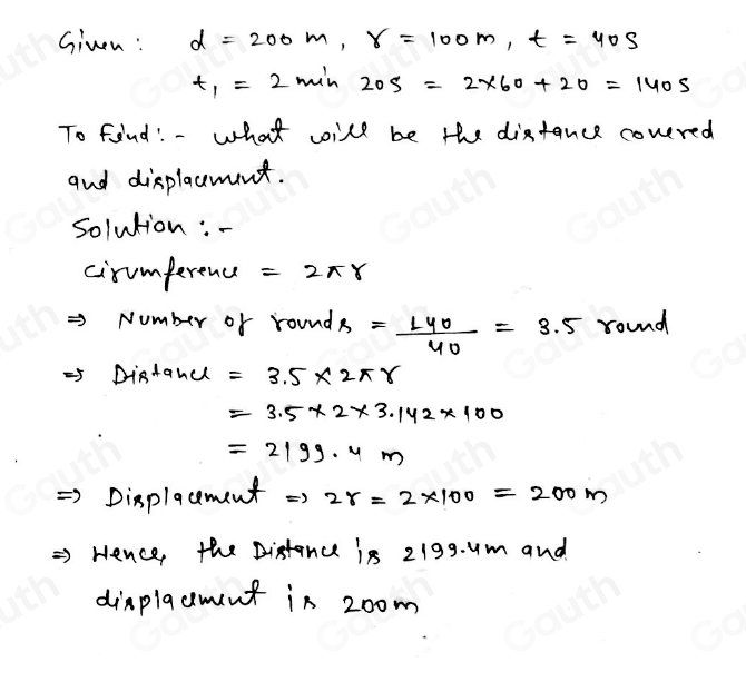 Solved: his 1. An athlete completes one round of a circular track of ...