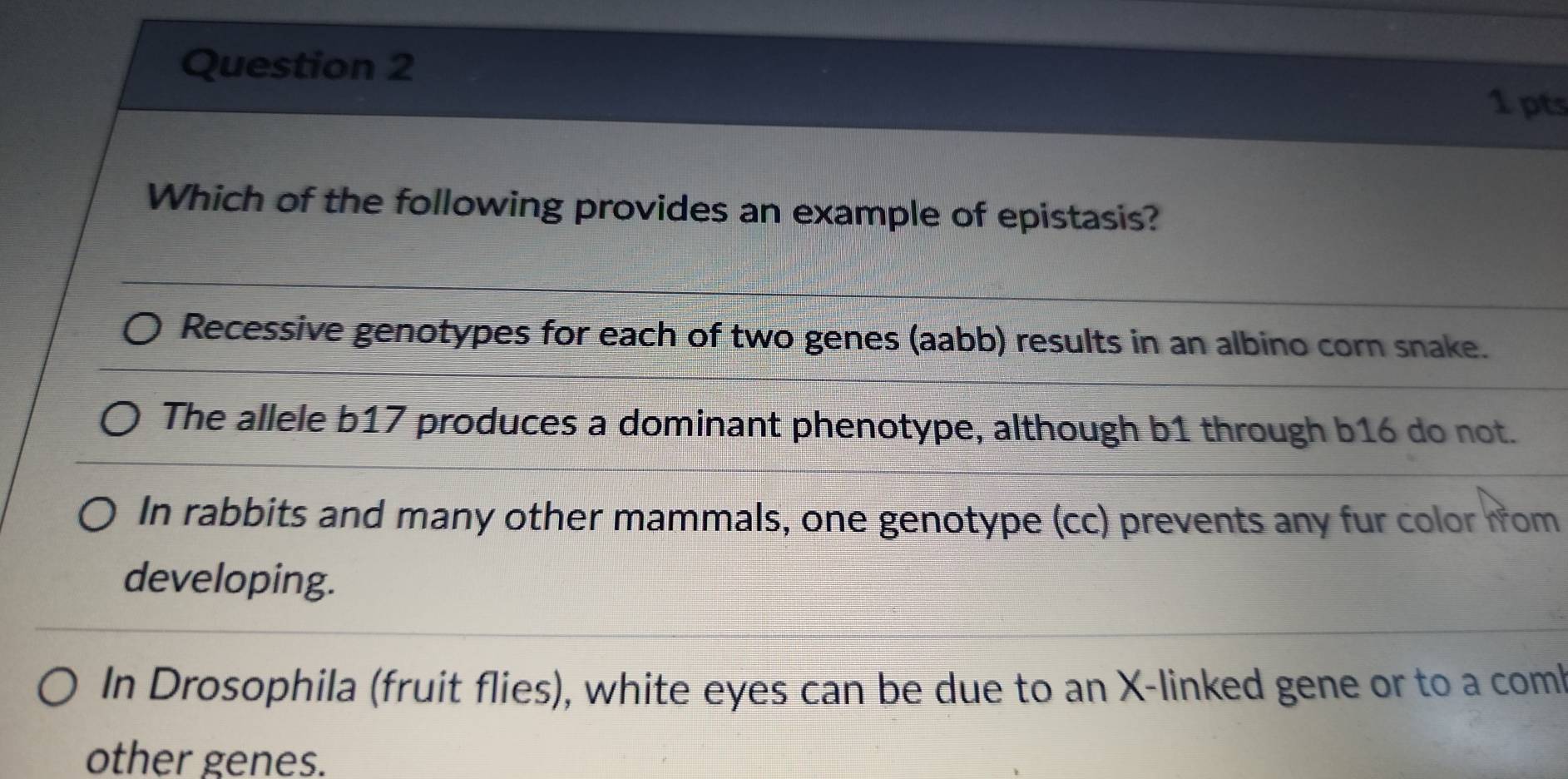 Solved: Which of the following provides an example of epistasis ...