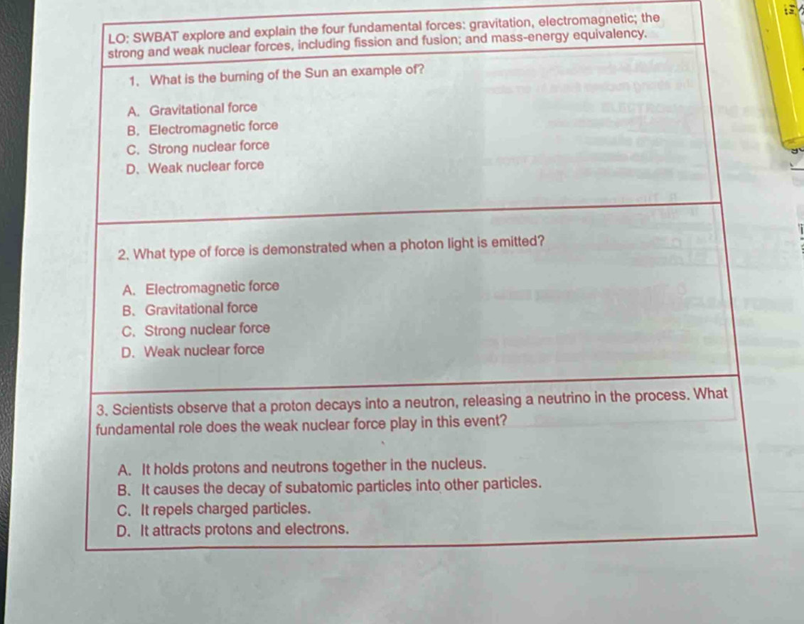 Solved: plain the four fundamental forces: gravitation, electromagnetic ...