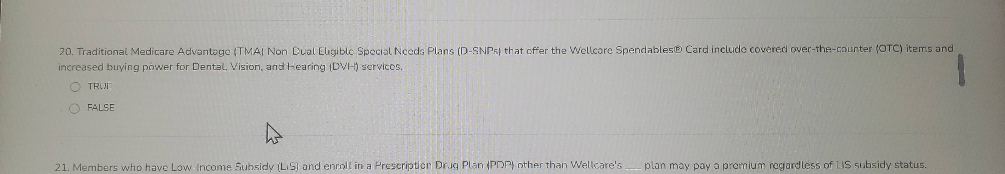 Solved: Traditional Medicare Advantage (TMA) Non-Dual Eligible Special ...