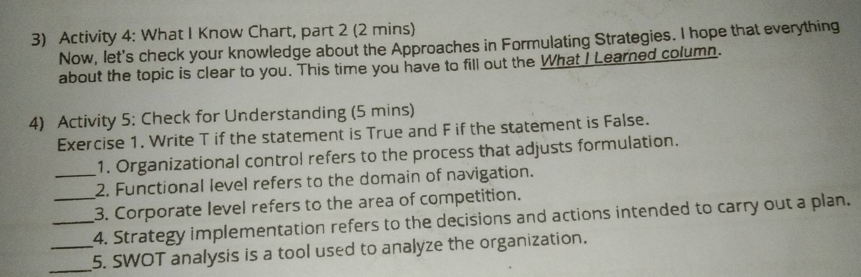 Solved: Activity 4: What I Know Chart, part 2 (2 mins) Now, let's check ...